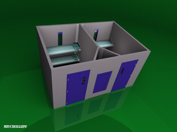 3d model of precast cell module prison jail