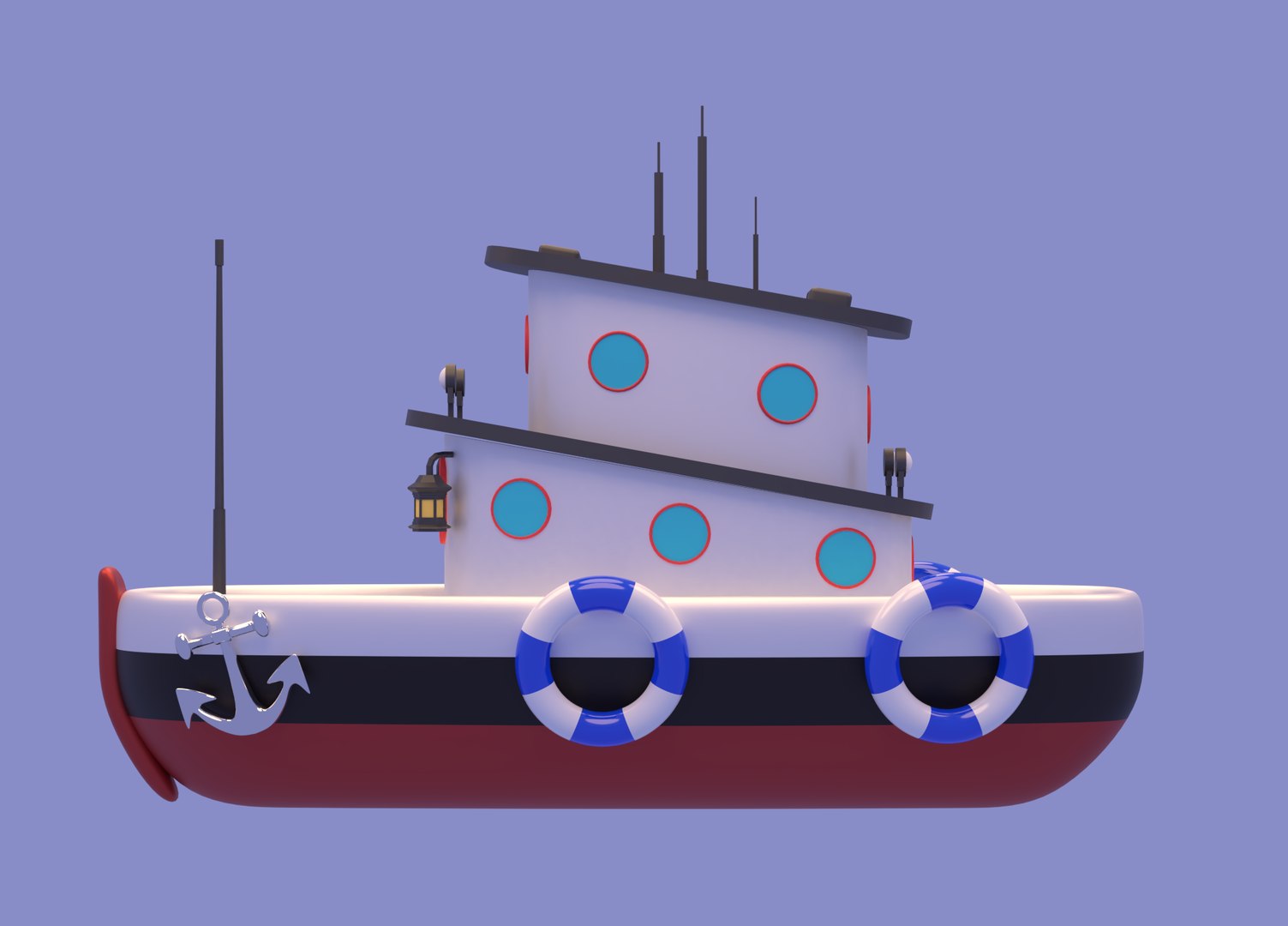 3D cartoon boat toon model - TurboSquid 1629735
