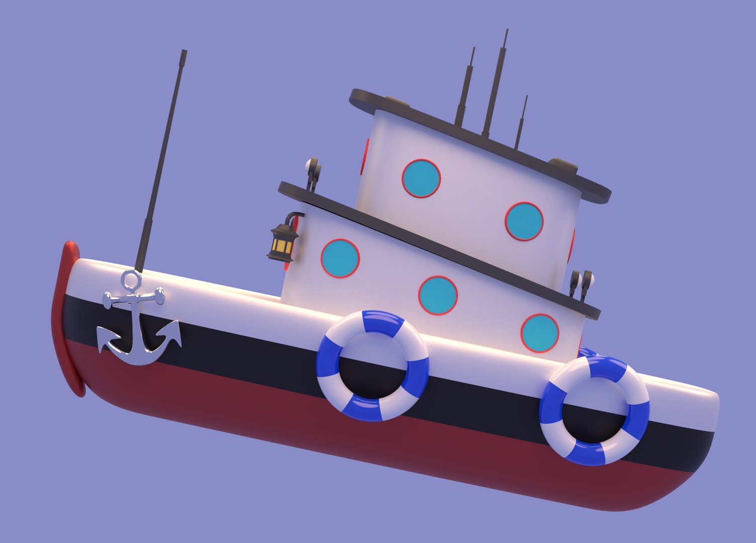 3D cartoon boat toon model - TurboSquid 1629735