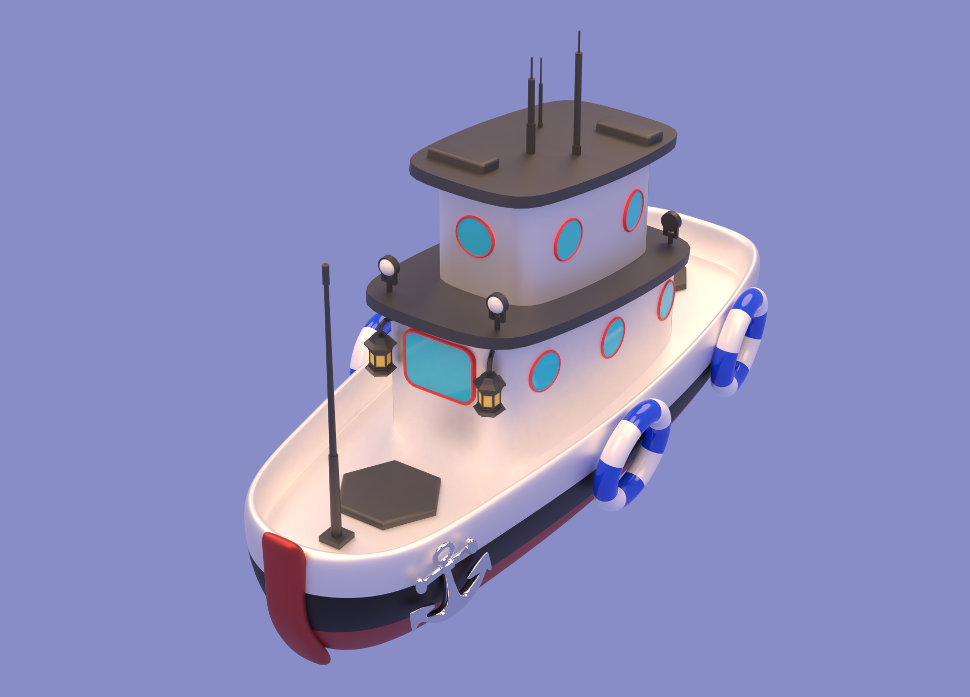 3D cartoon boat toon model - TurboSquid 1629735