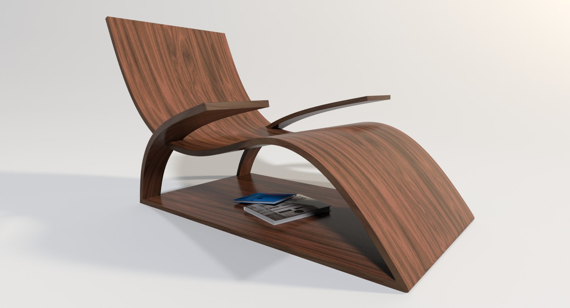 3d realistic wooden lounger model