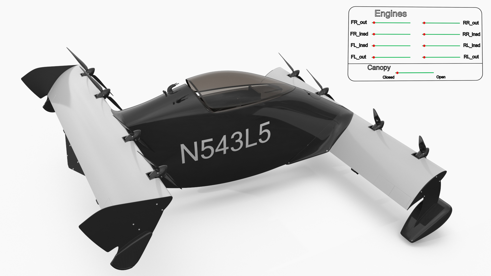 3D Helix Pivotal EVTOL Aircraft Black Rigged Model - TurboSquid 2274998