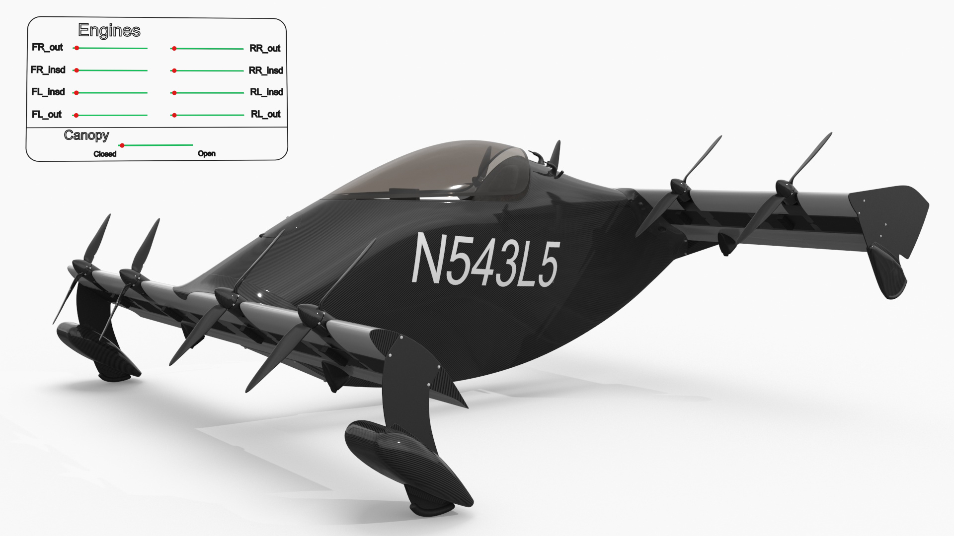 3D Helix Pivotal EVTOL Aircraft Black Rigged Model - TurboSquid 2274998