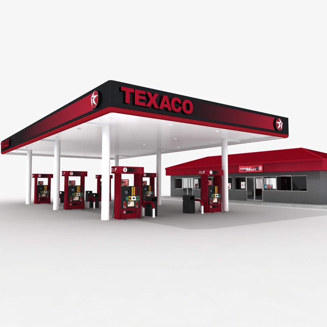 Texaco Gas Station Convenience Store 3d Max