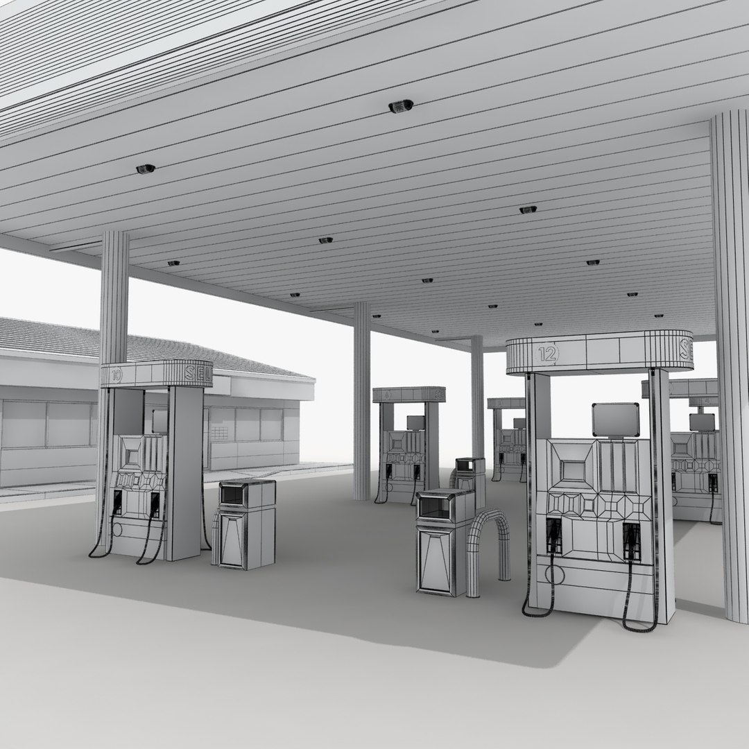 Texaco Gas Station Convenience Store 3d Max