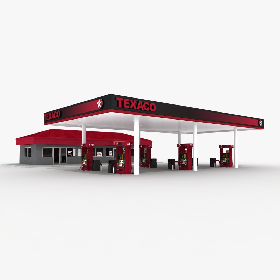 Texaco Gas Station Convenience Store 3d Max