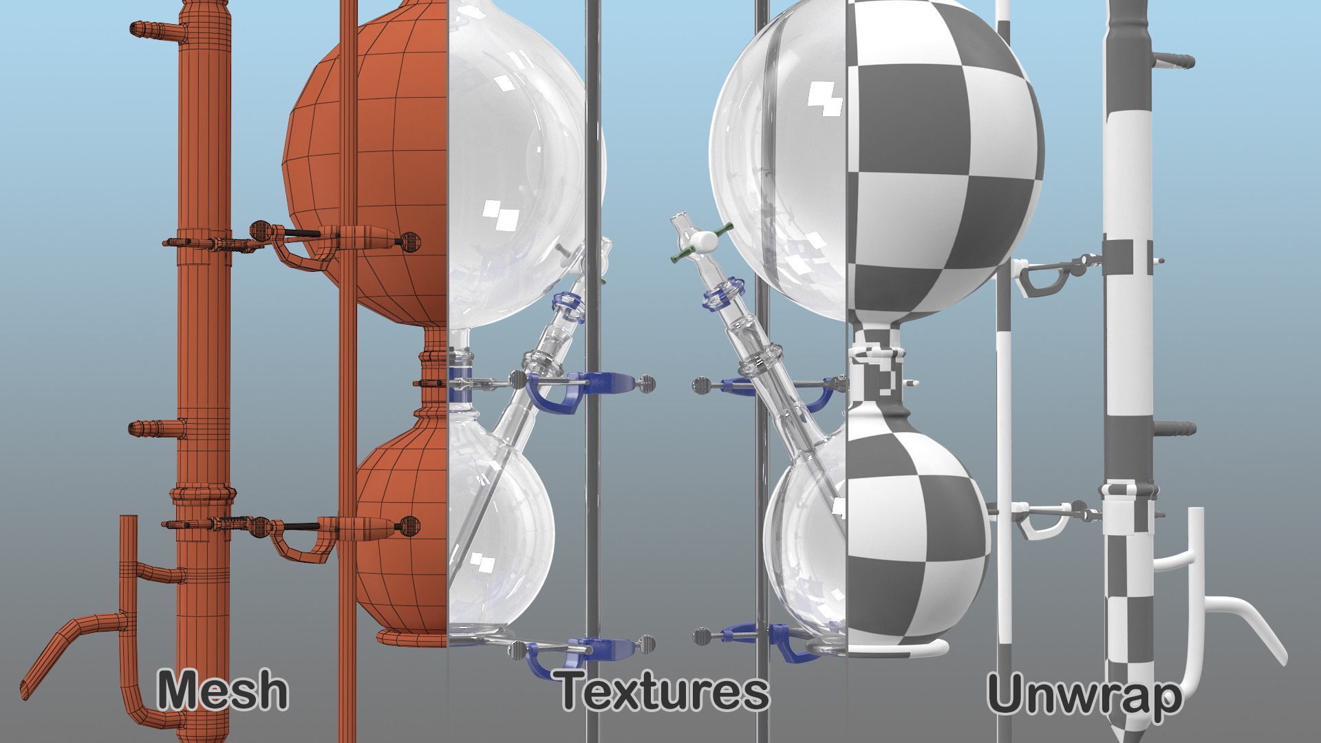 Steam distillation laboratory kit 3D model - TurboSquid 1458571