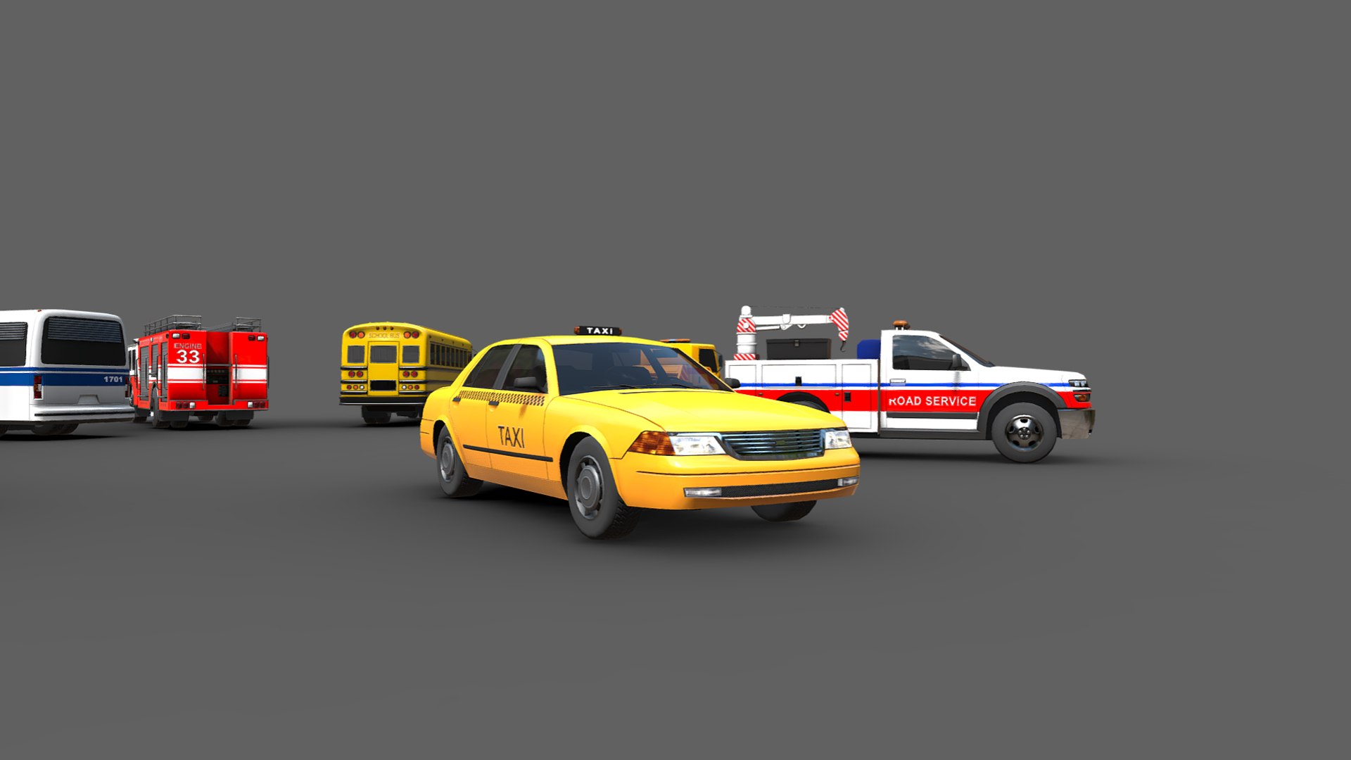 Civil Service Vehicles Pack PBR Model - TurboSquid 2268993