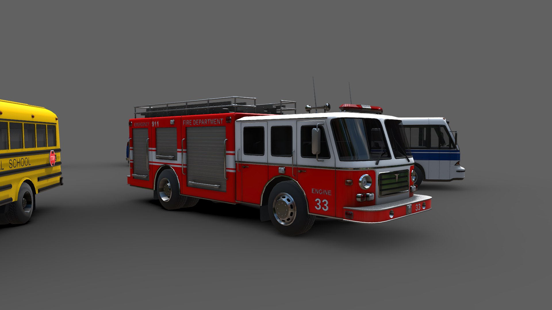 Civil Service Vehicles Pack PBR Model - TurboSquid 2268993