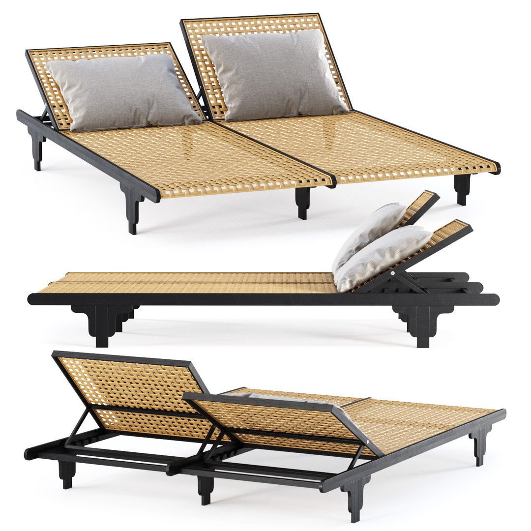 Lola Rattan Double Sunbed LS11D By Bpoint Design Model - TurboSquid 1921110