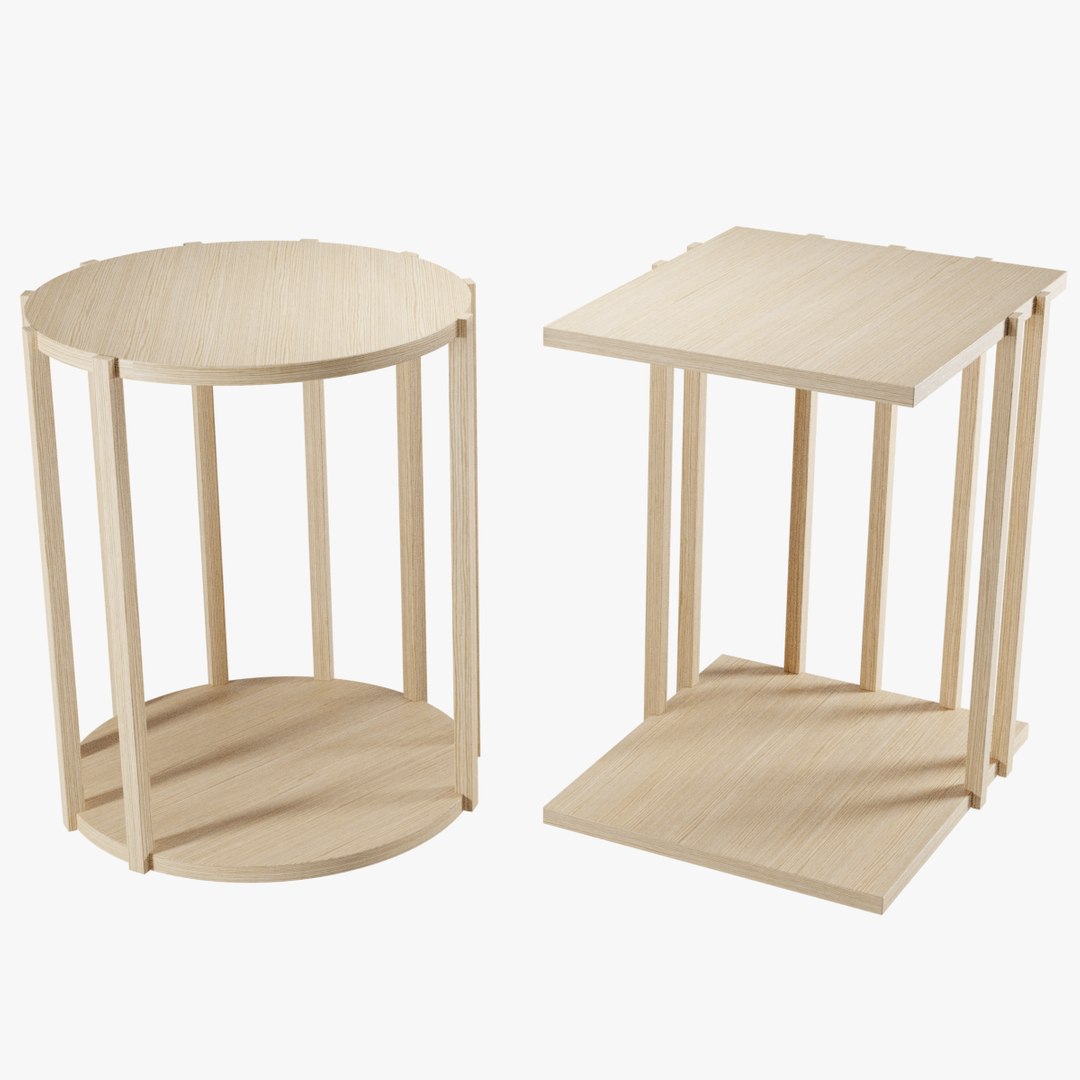 3D Wooden circle and square coffee tables - TurboSquid 2072090