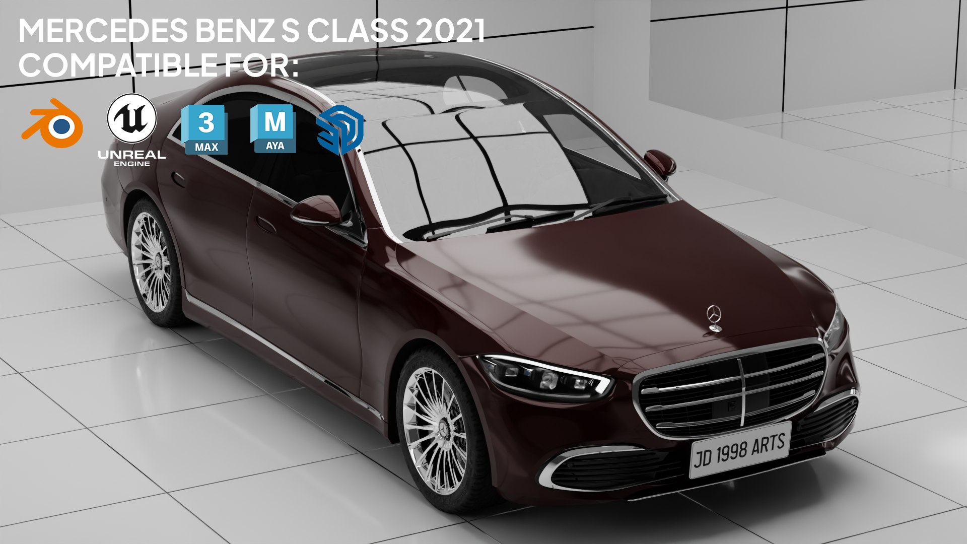 3D Car With Showroom Mercedes Benz Model - TurboSquid 2270450