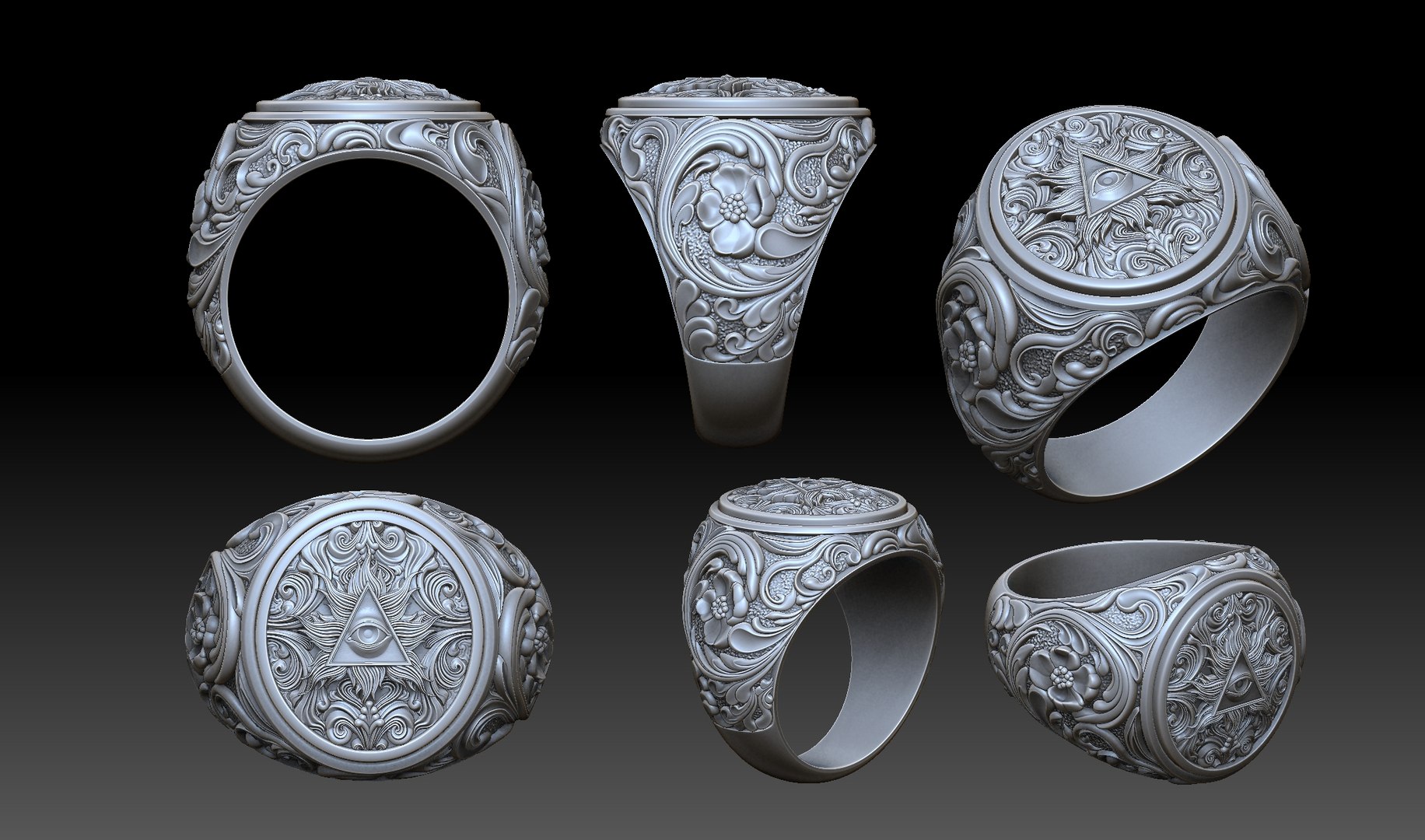 3D Jewelry Masonic Ring With Eye Symbol 0317 Set Of Sizes Stl 3dm Fbx - TurboSquid 2103474
