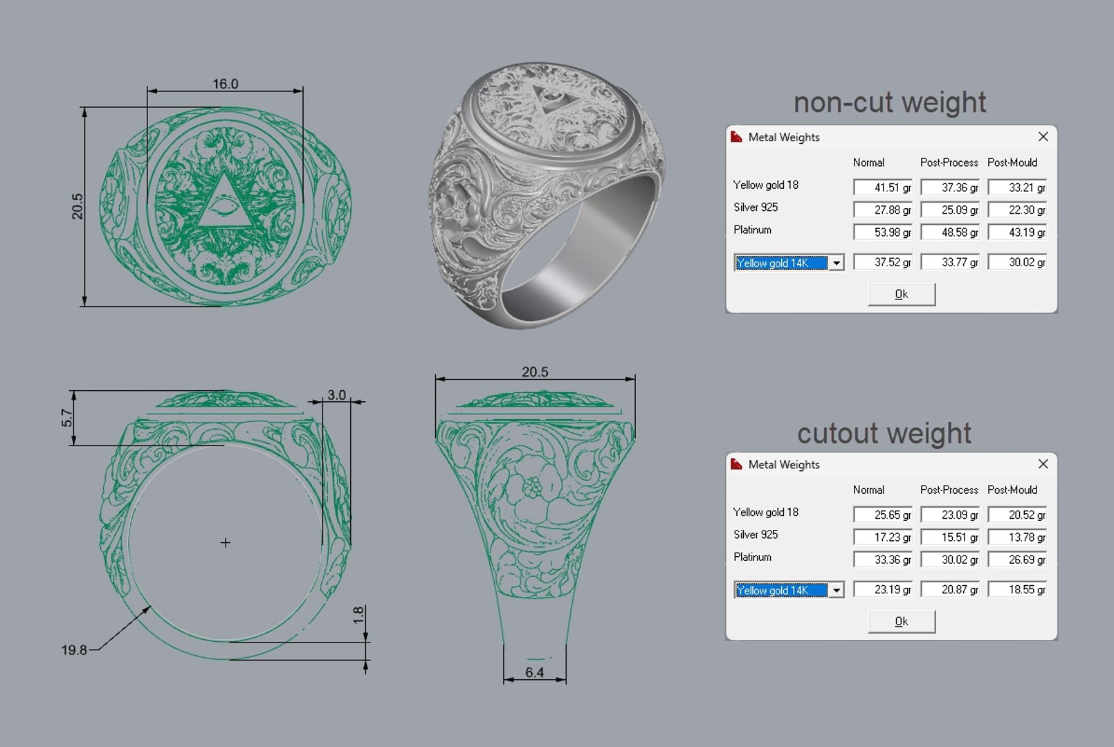 3D Jewelry Masonic Ring With Eye Symbol 0317 Set Of Sizes Stl 3dm Fbx ...