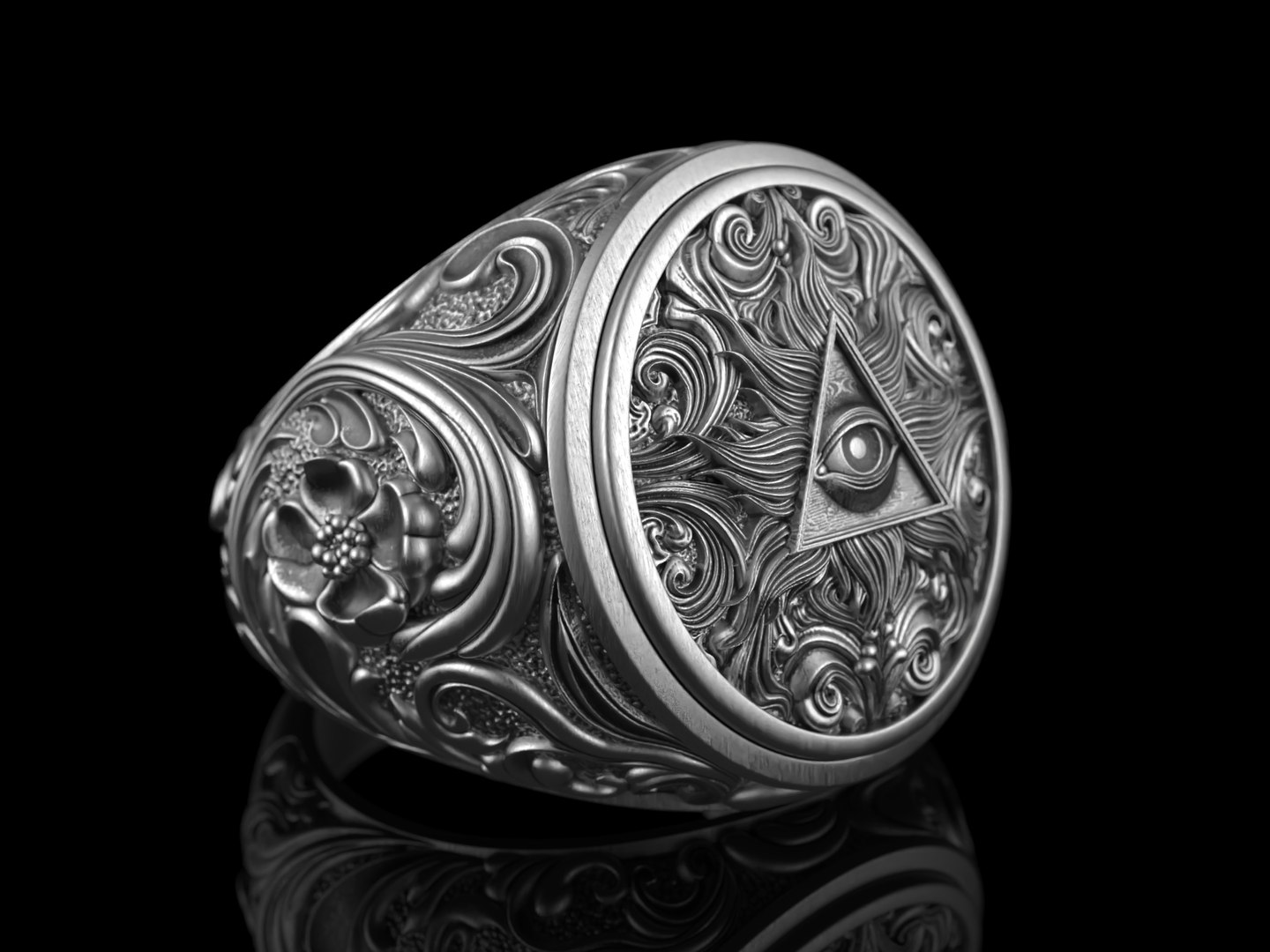 3D Jewelry Masonic Ring With Eye Symbol 0317 Set Of Sizes Stl 3dm Fbx ...