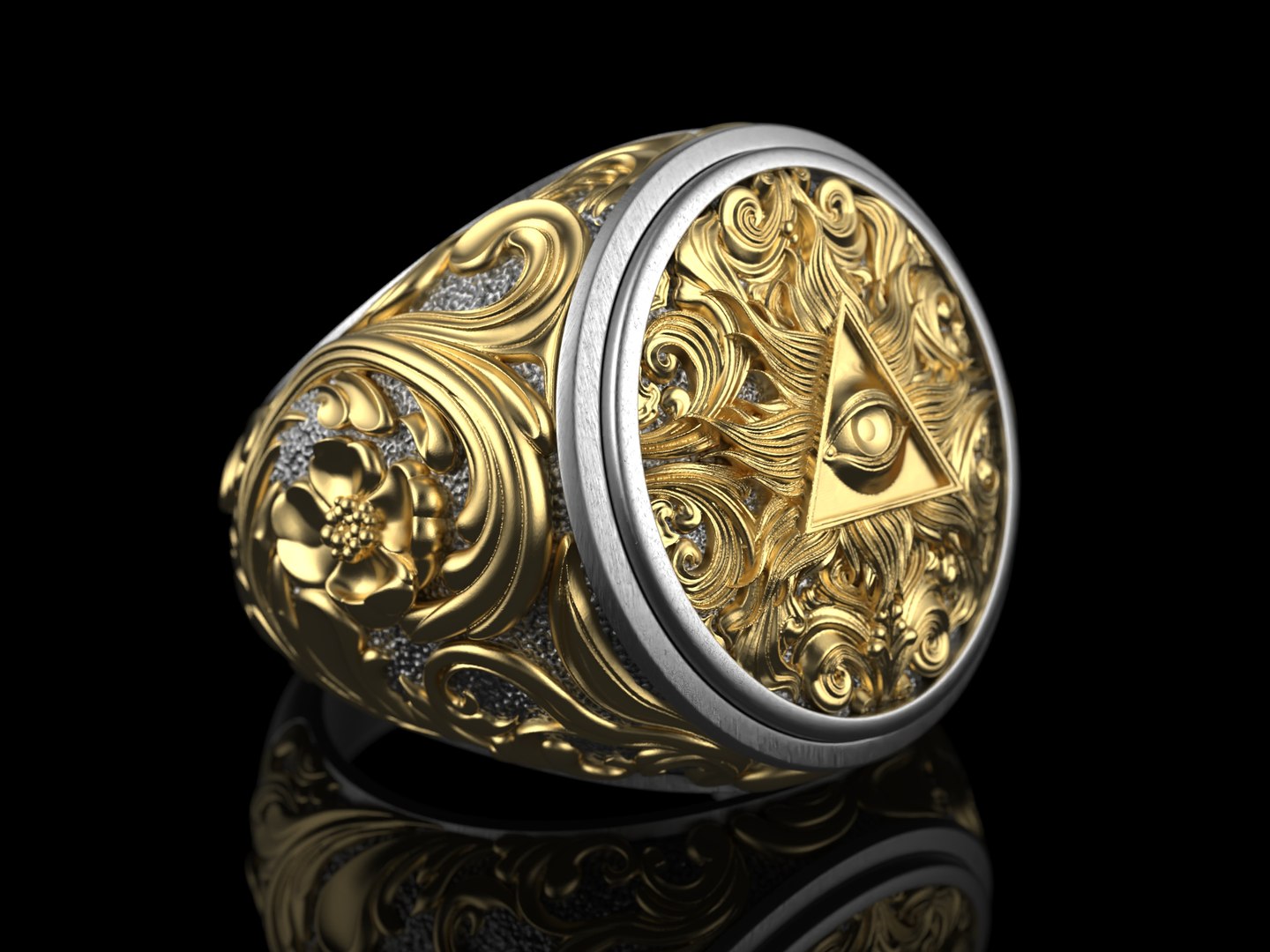 3D Jewelry Masonic Ring With Eye Symbol 0317 Set Of Sizes Stl 3dm Fbx ...