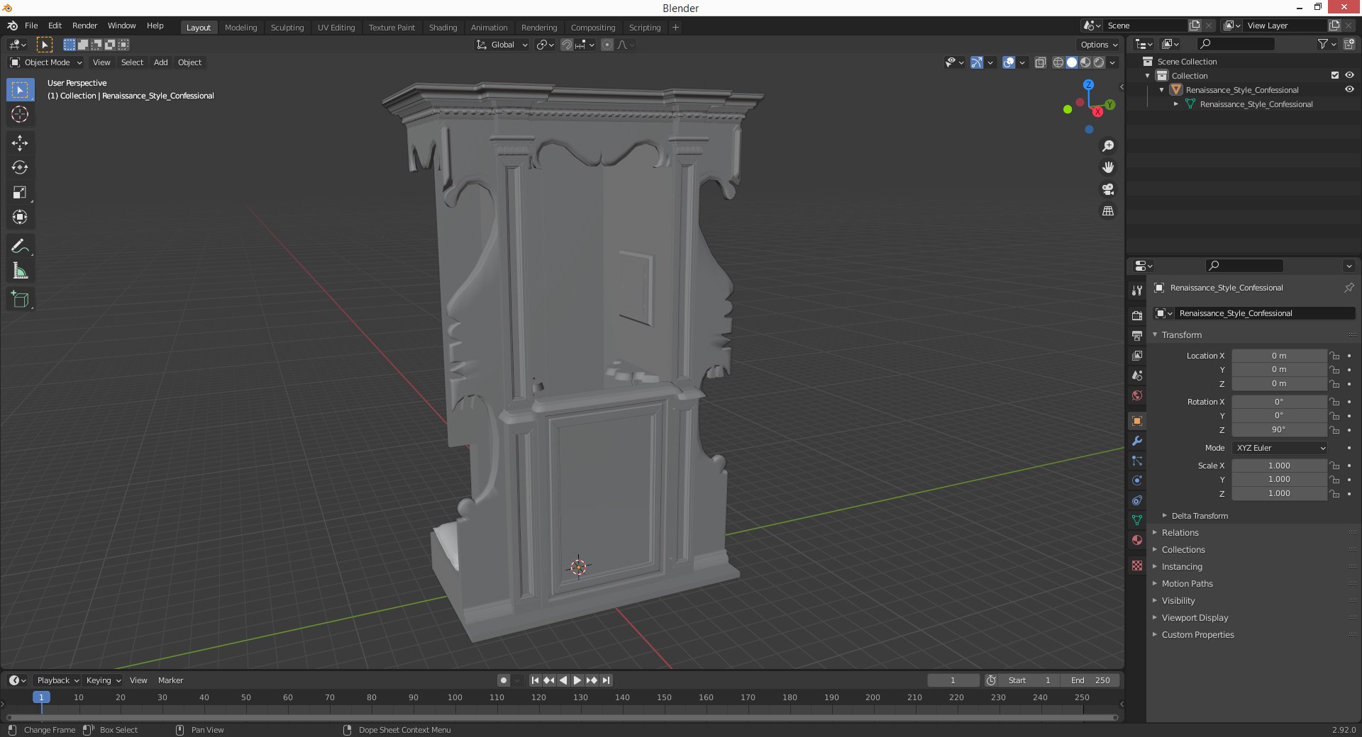 Renaissance Style Confessional 3D Model - TurboSquid 1902005
