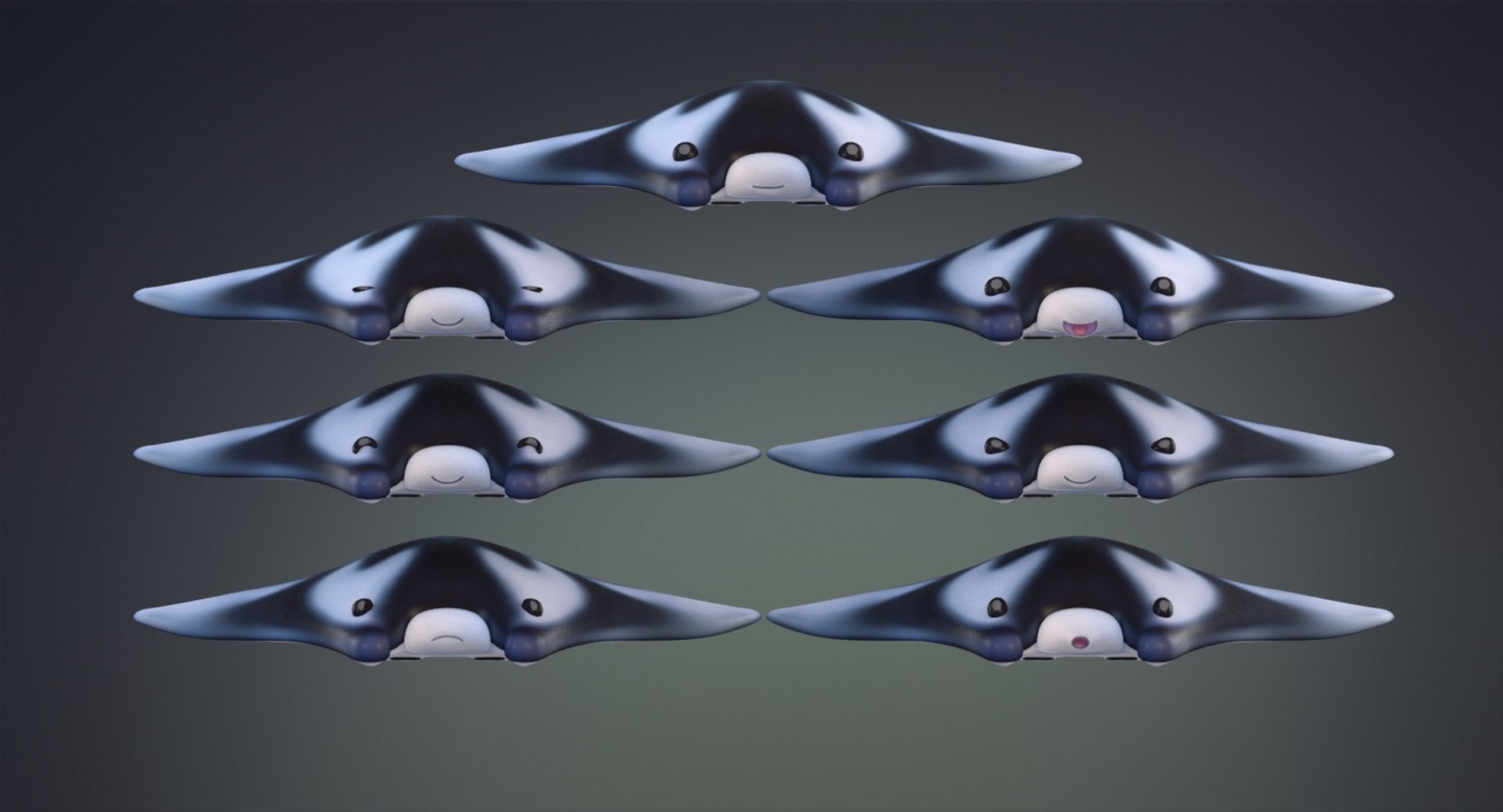3D cute cartoon manta model - TurboSquid 1322945
