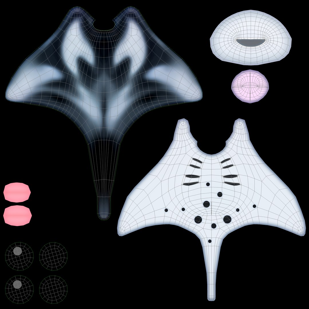 3D cute cartoon manta model - TurboSquid 1322945
