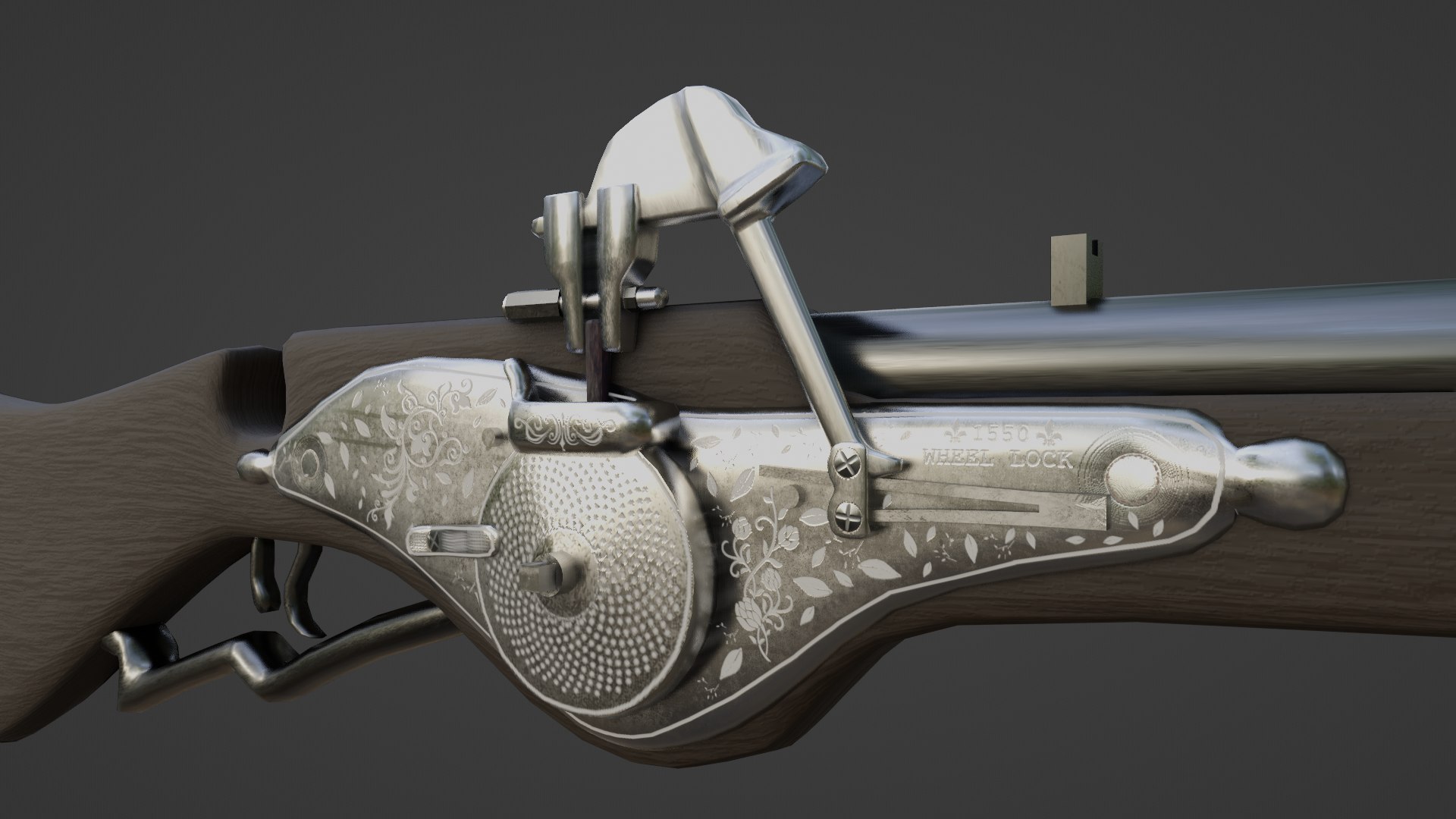 1550 Wheel Lock Long Rifle 3D - TurboSquid 1960087
