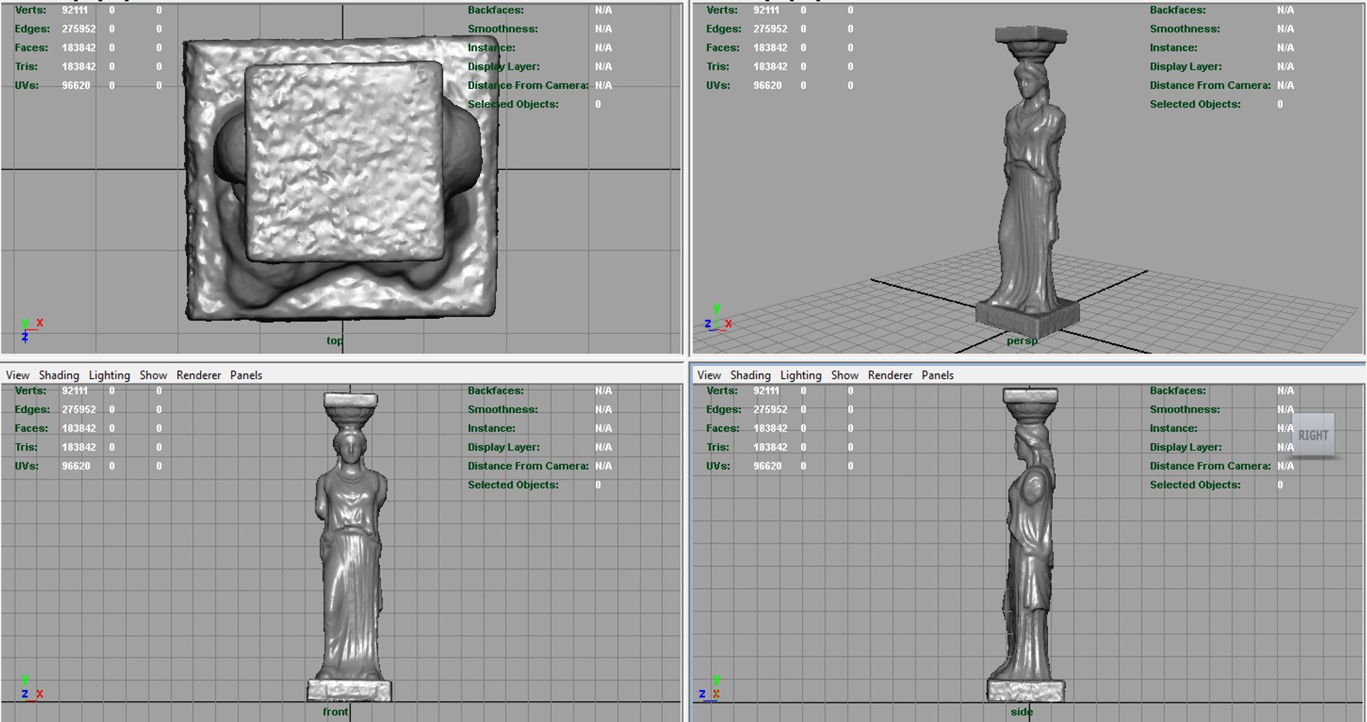 3d Caryatid Column Statue Model