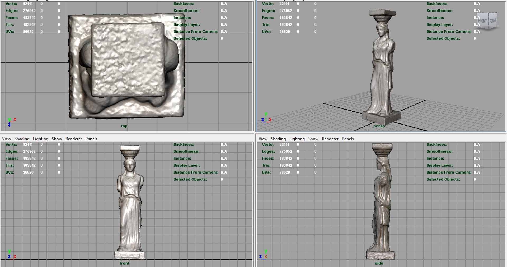 3d Caryatid Column Statue Model