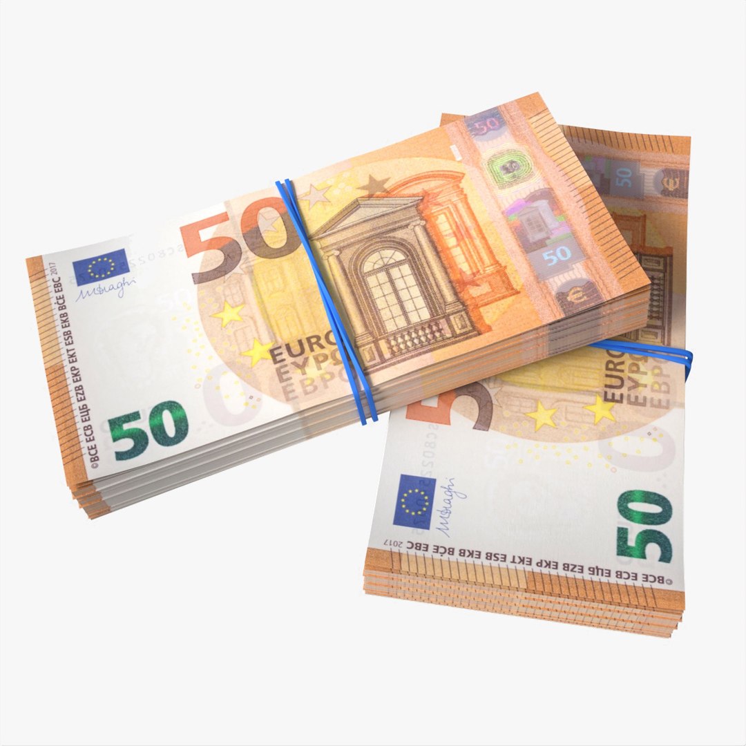Euro Banknote Bundles Tied With Rubbers 3D Model - TurboSquid 2107414