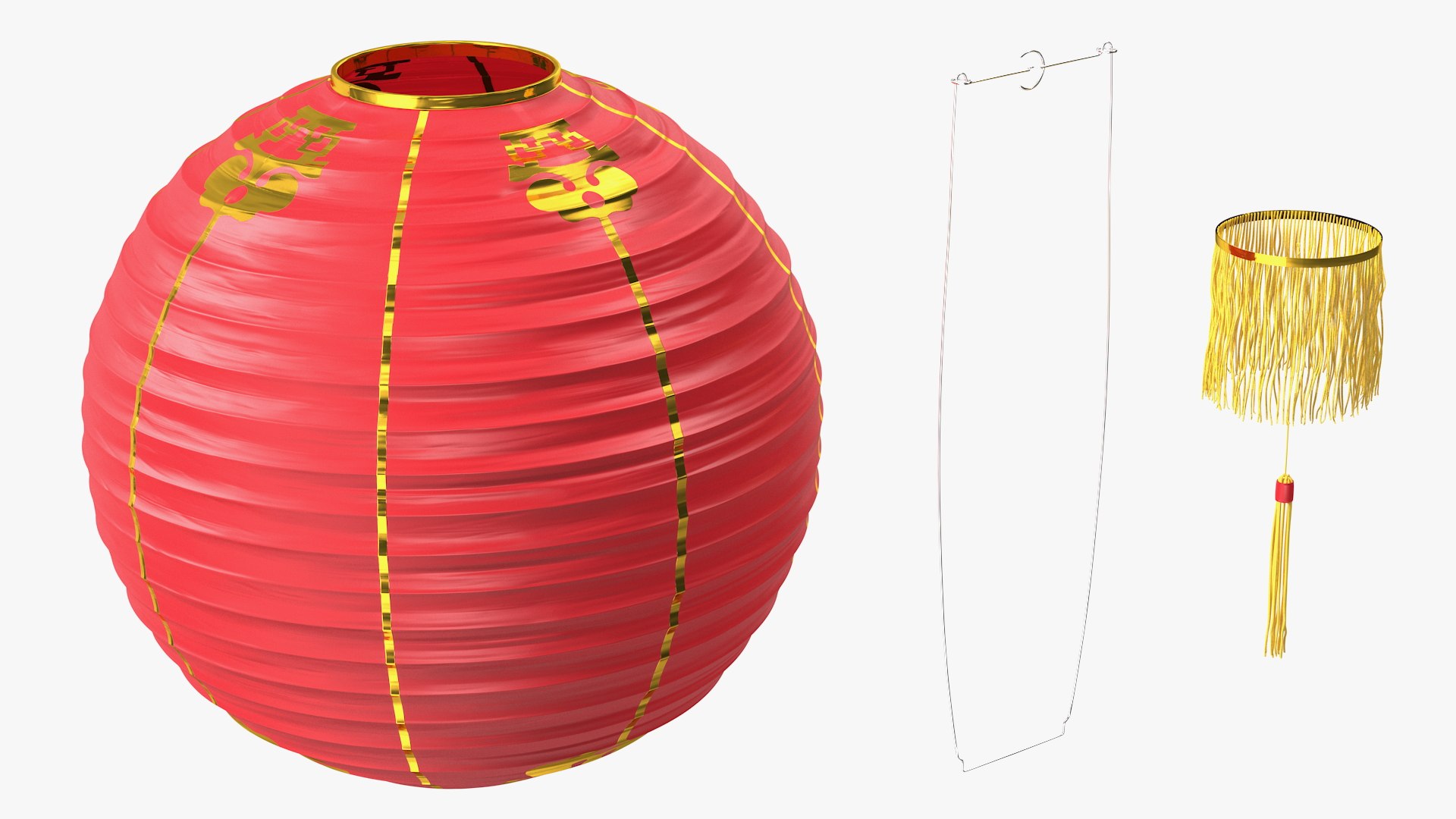 Red Paper Chinese Lantern with Tassel 3D - TurboSquid 1901502