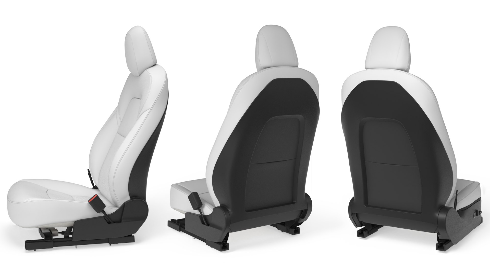 3D Tesla Model 3 Front Passenger Seat White Leather - TurboSquid 2176928