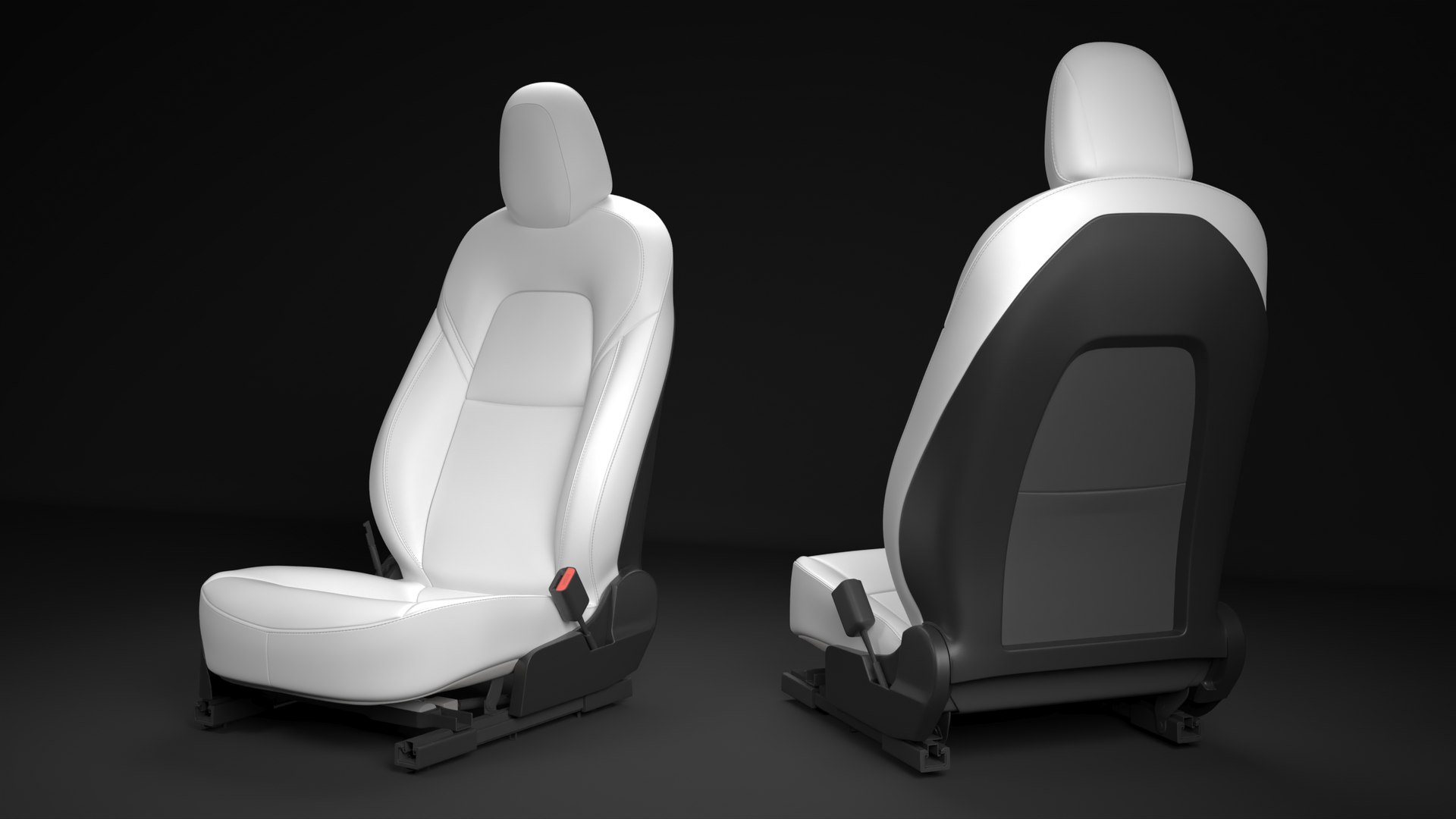 3D Tesla Model 3 Front Passenger Seat White Leather - TurboSquid 2176928