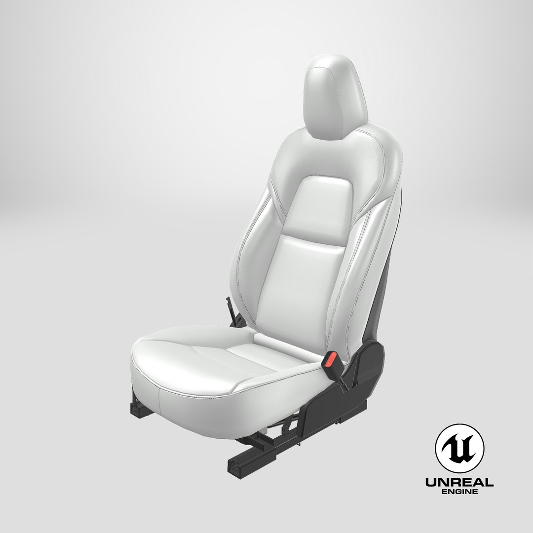 3D Tesla Model 3 Front Passenger Seat White Leather - TurboSquid 2176928