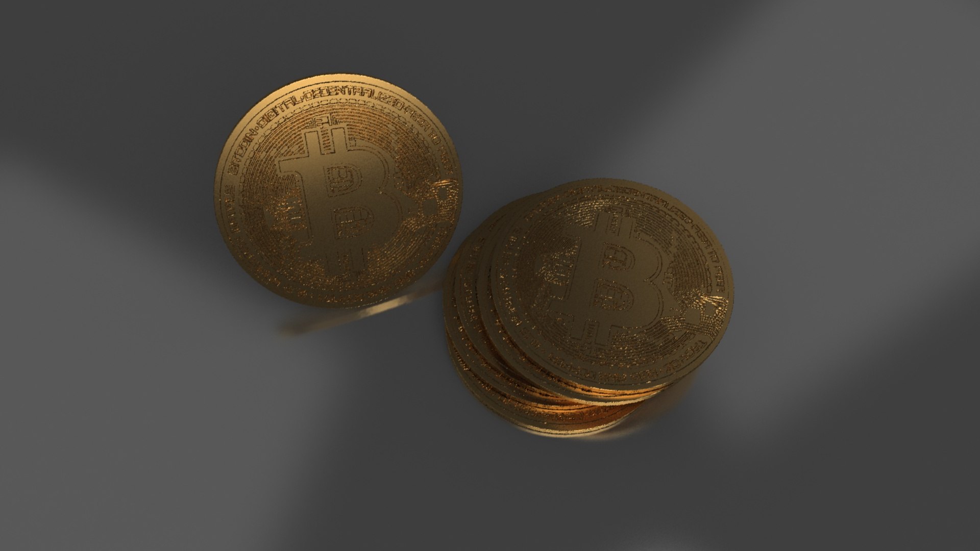 Digital Gold coins virtual coins Bitcoin 3D - TurboSquid 1895599