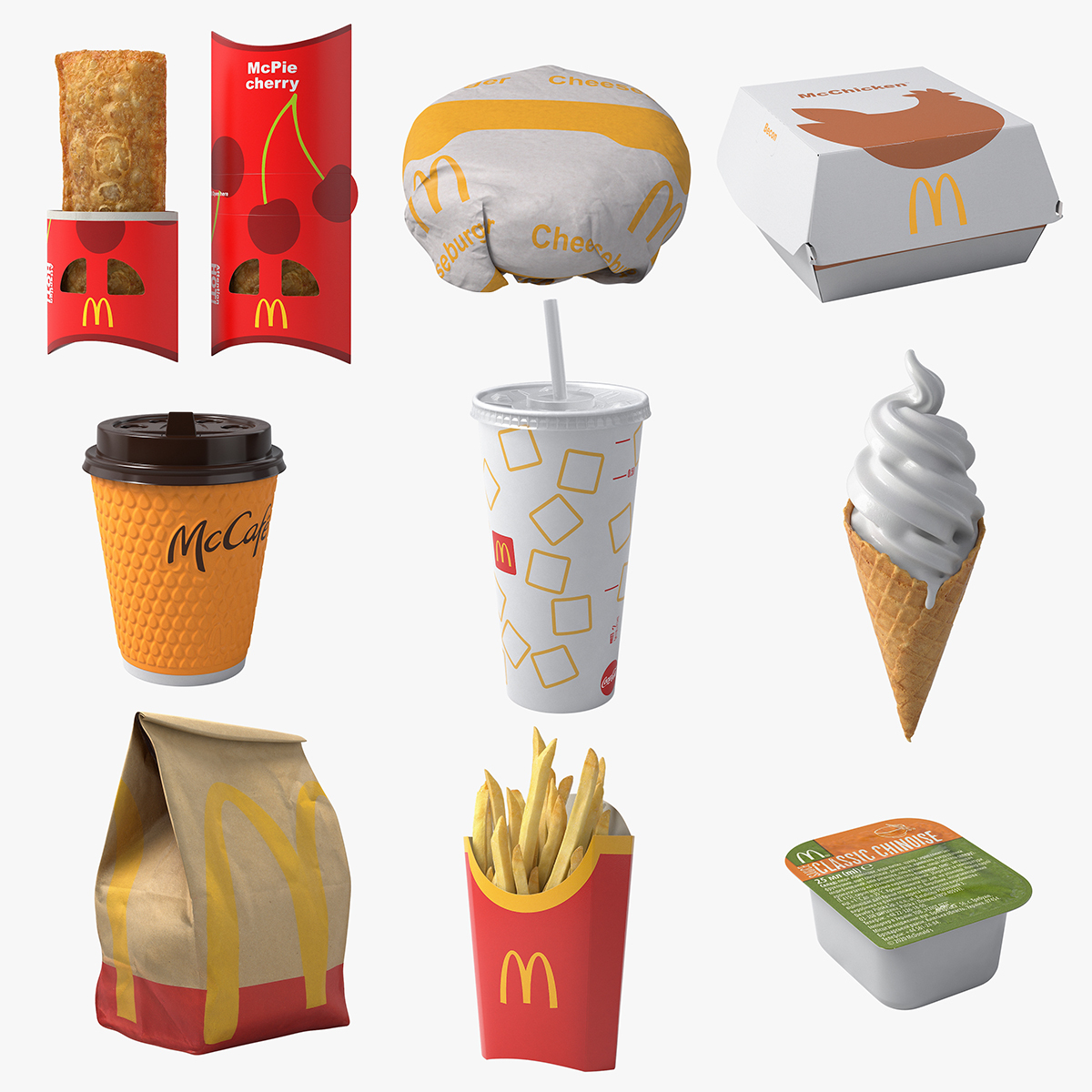 3D McDonalds Food Collection model - TurboSquid 1818986