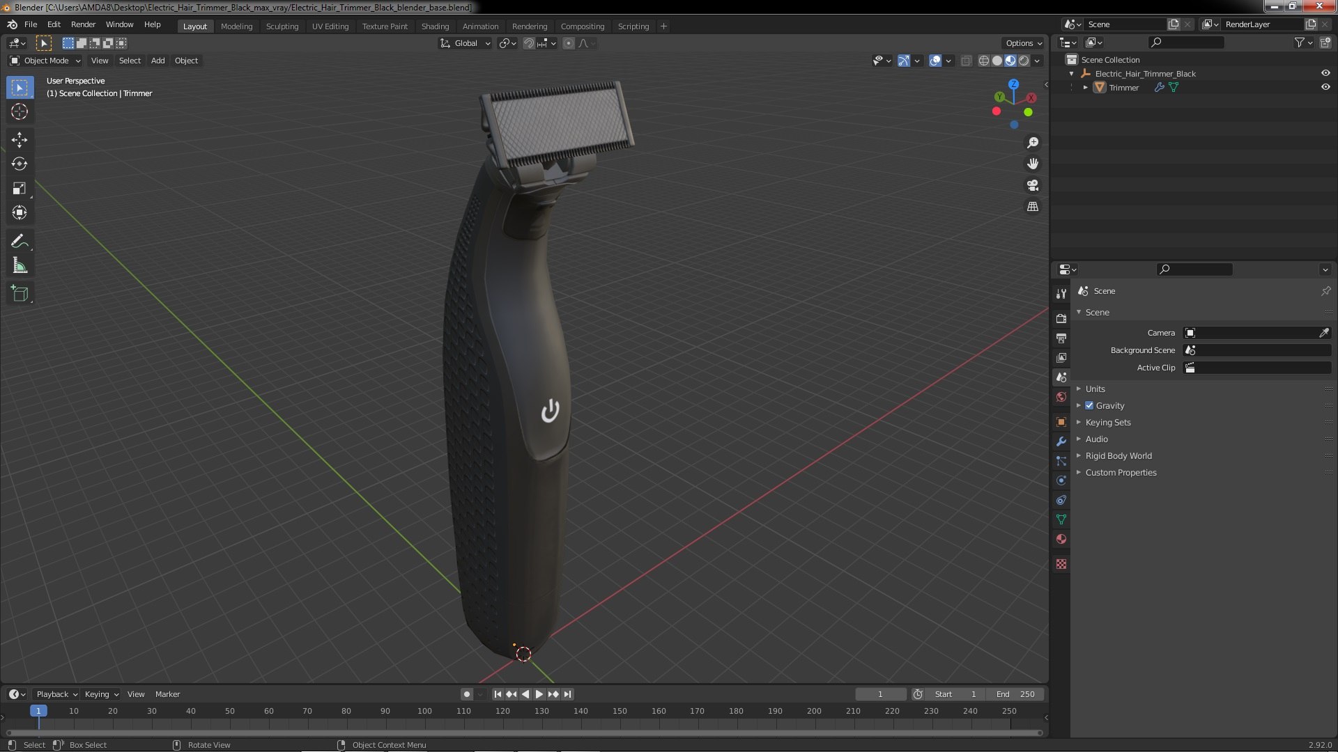 3D Electric Hair Trimmer Black model - TurboSquid 2134636