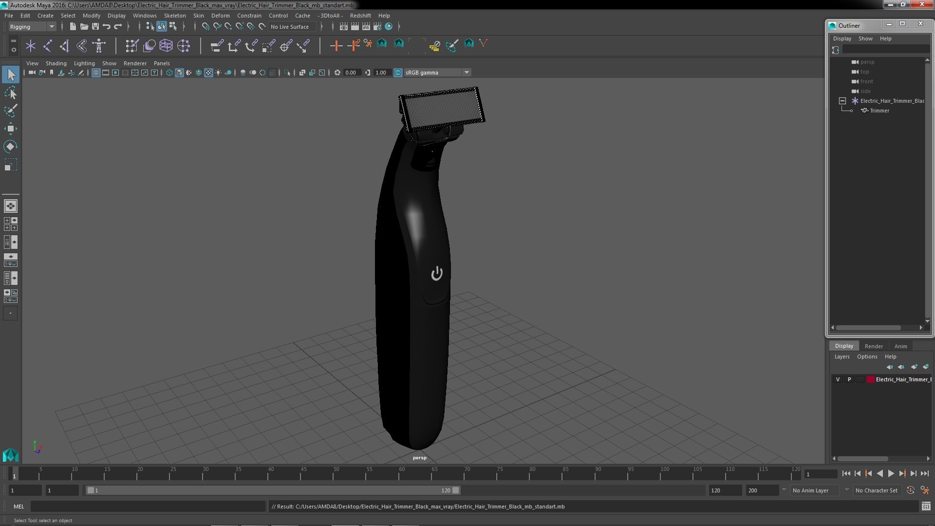 3D Electric Hair Trimmer Black model - TurboSquid 2134636