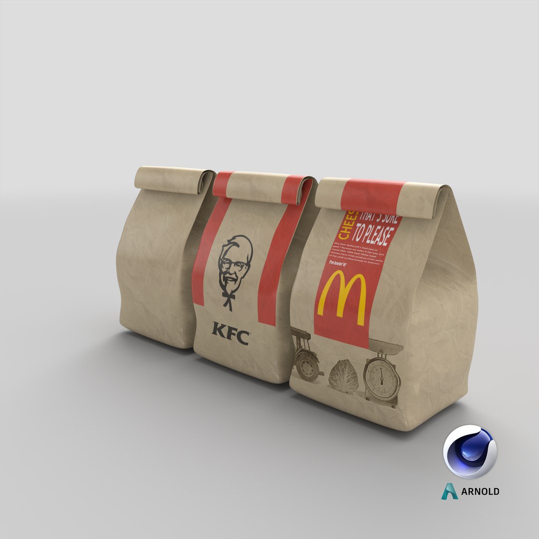 3D Detailed KFC Paper Bag - TurboSquid 2043024