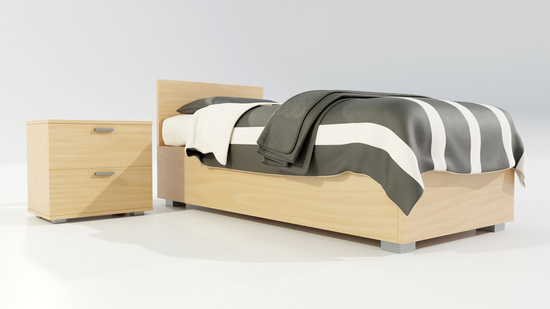 3D Single Bed - TurboSquid 1912894
