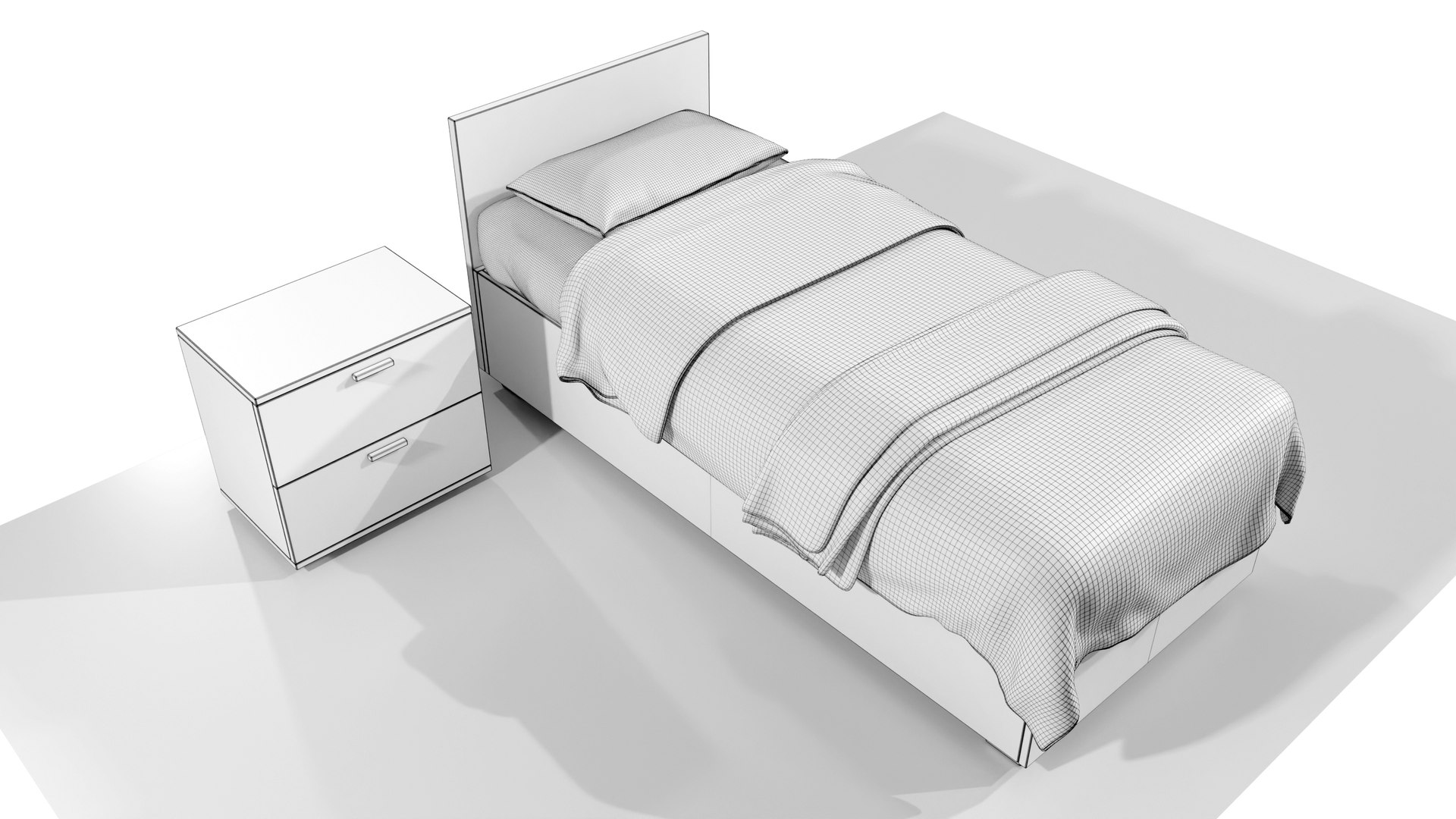 3D Single Bed - TurboSquid 1912894