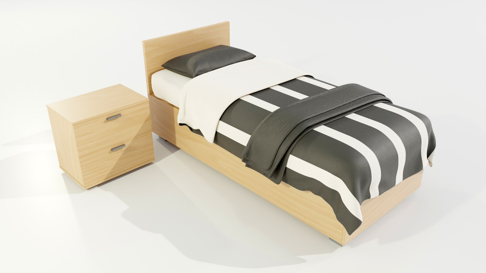 3D Single Bed - TurboSquid 1912894