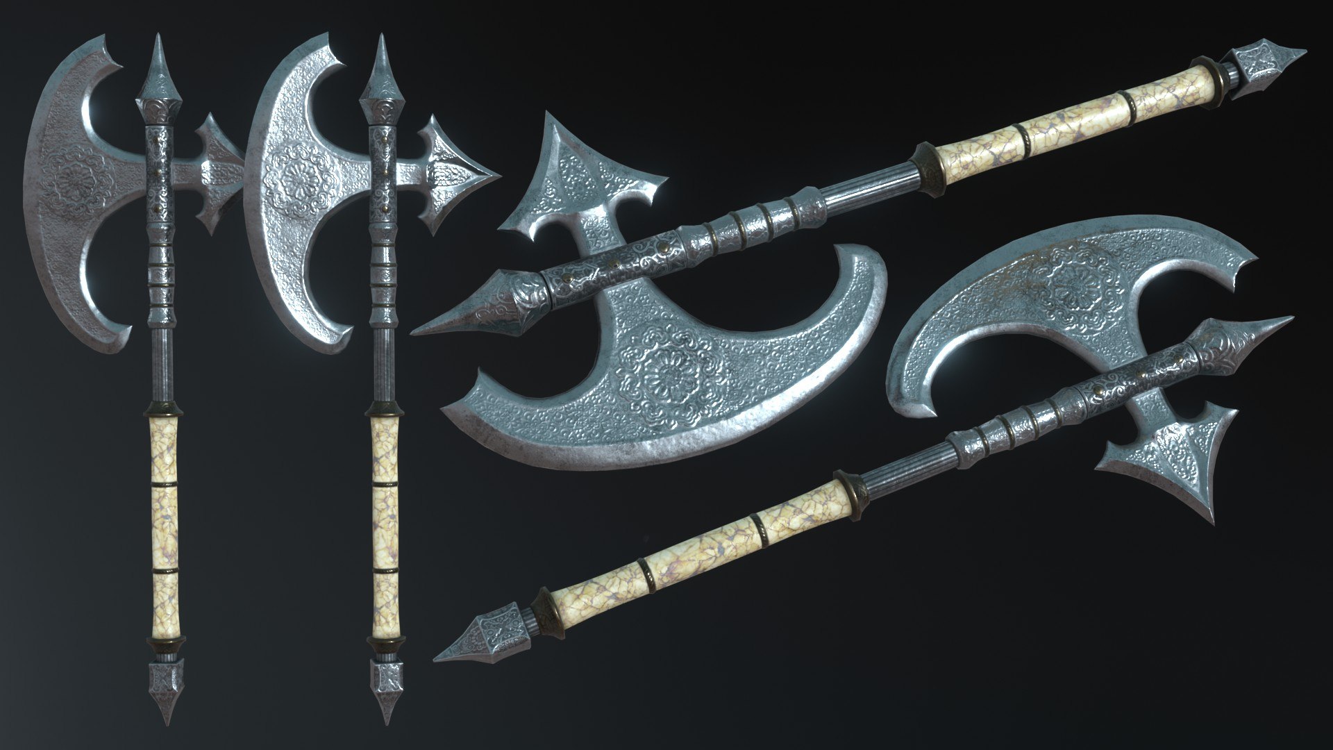 Silver Fantasy Weapon Set 3D - TurboSquid 1940776
