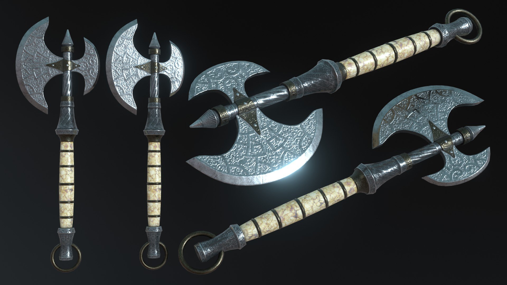 Silver Fantasy Weapon Set 3D - TurboSquid 1940776