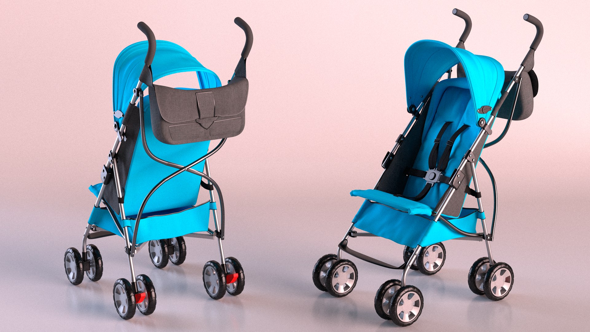 Baby Portable Stroller Light Blue Model - TurboSquid 2146036
