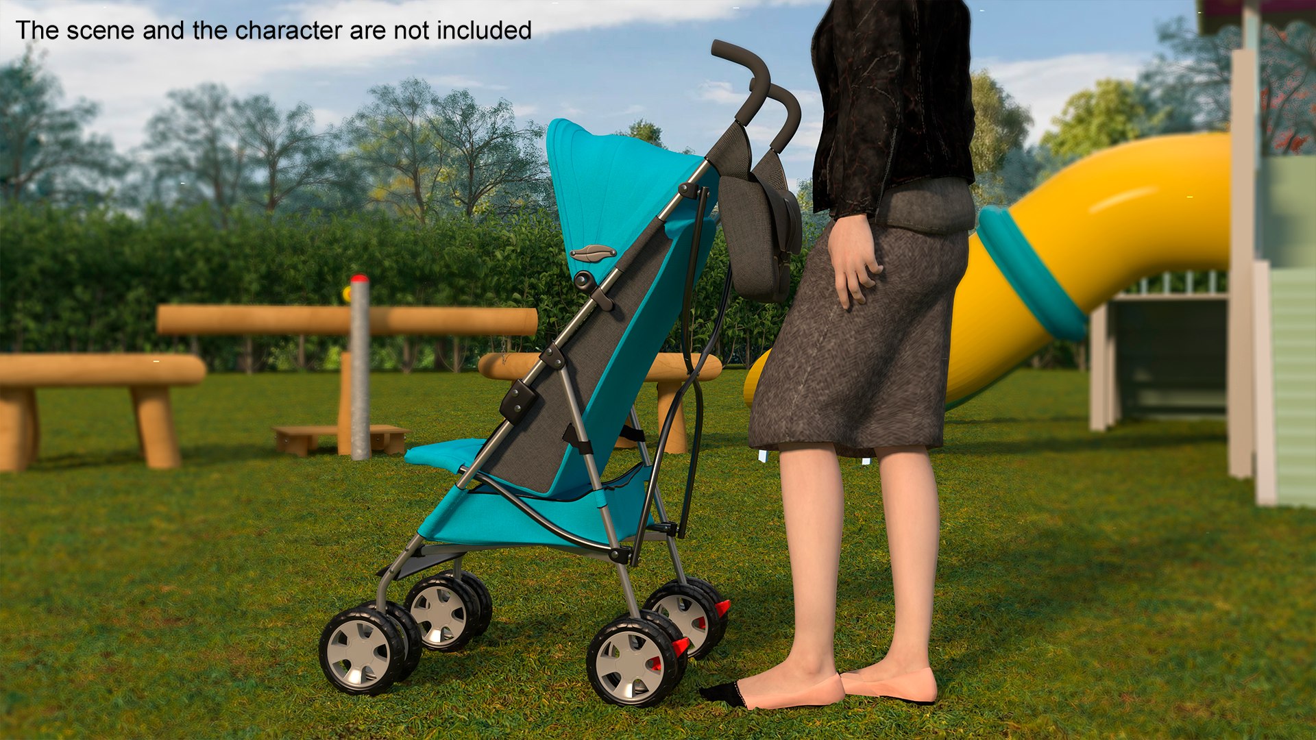 Baby Portable Stroller Light Blue Model - TurboSquid 2146036