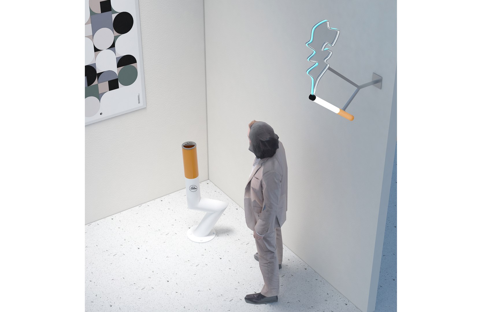 Smoking Area Ashtray Ash Collector Model - TurboSquid 2103670