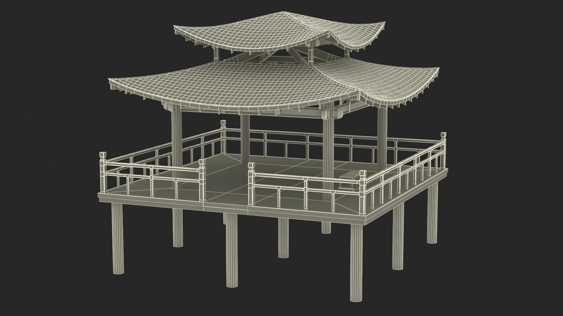 Japanese Style Garden Gazebo 3D Model - TurboSquid 2434426