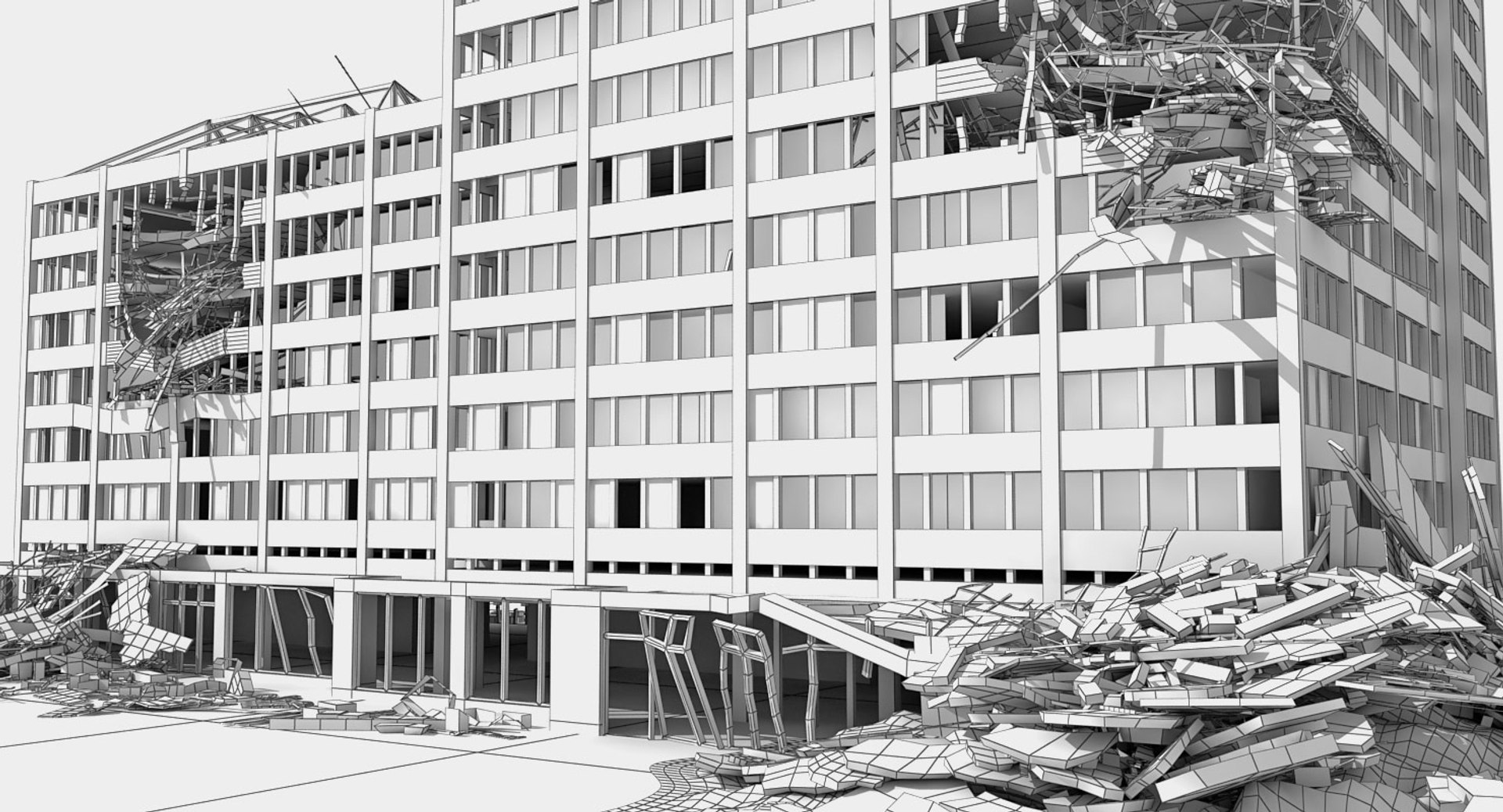 destroyed ruined building skyscrapers max