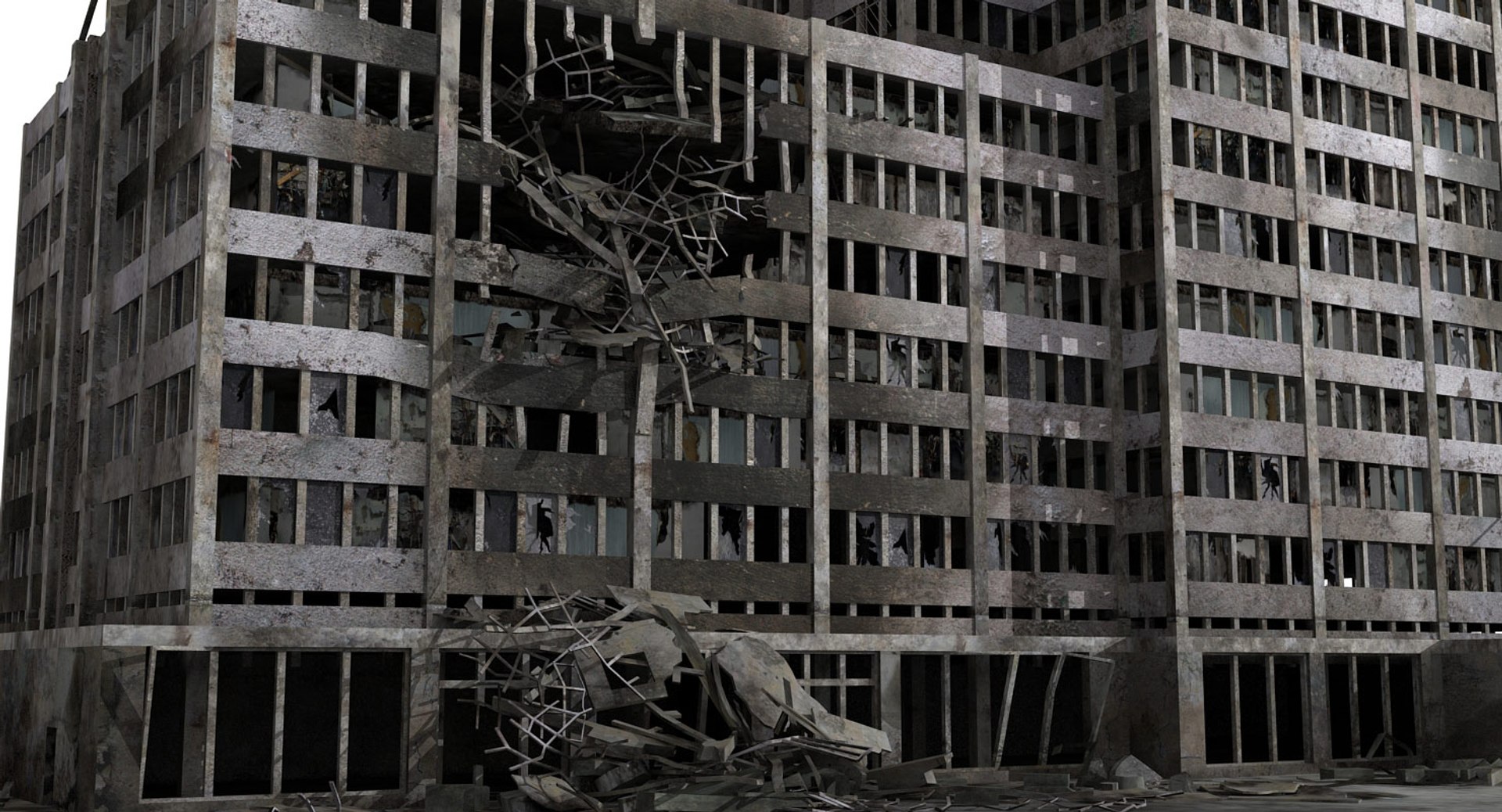 destroyed ruined building skyscrapers max