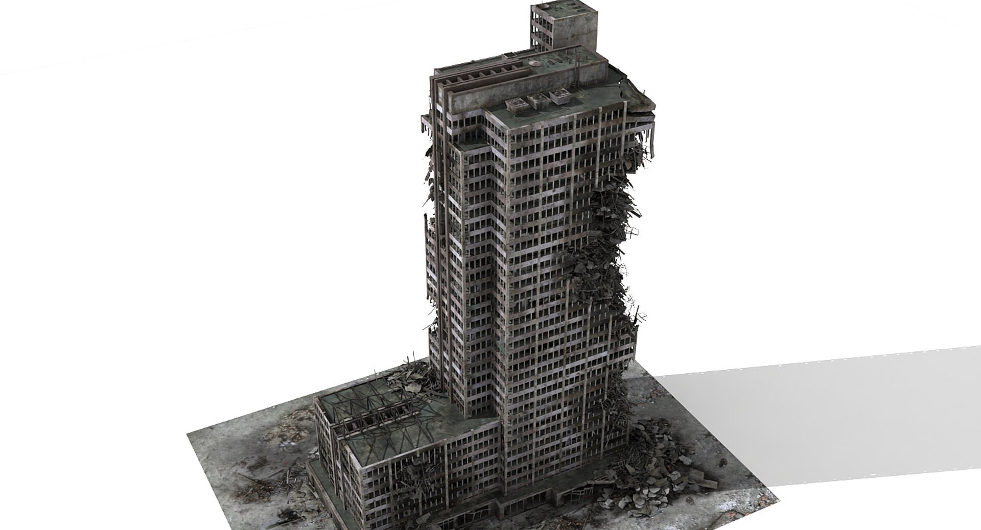 Destroyed Ruined Building Skyscrapers Max