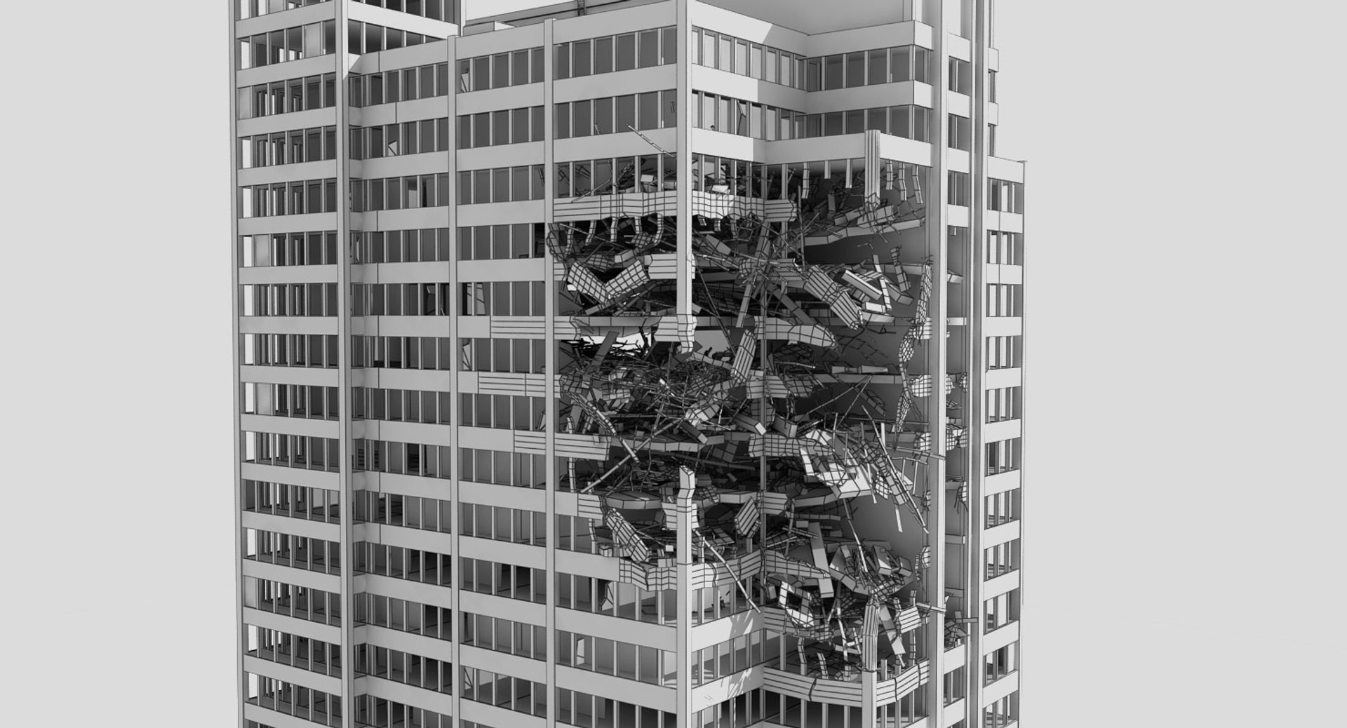 destroyed ruined building skyscrapers max