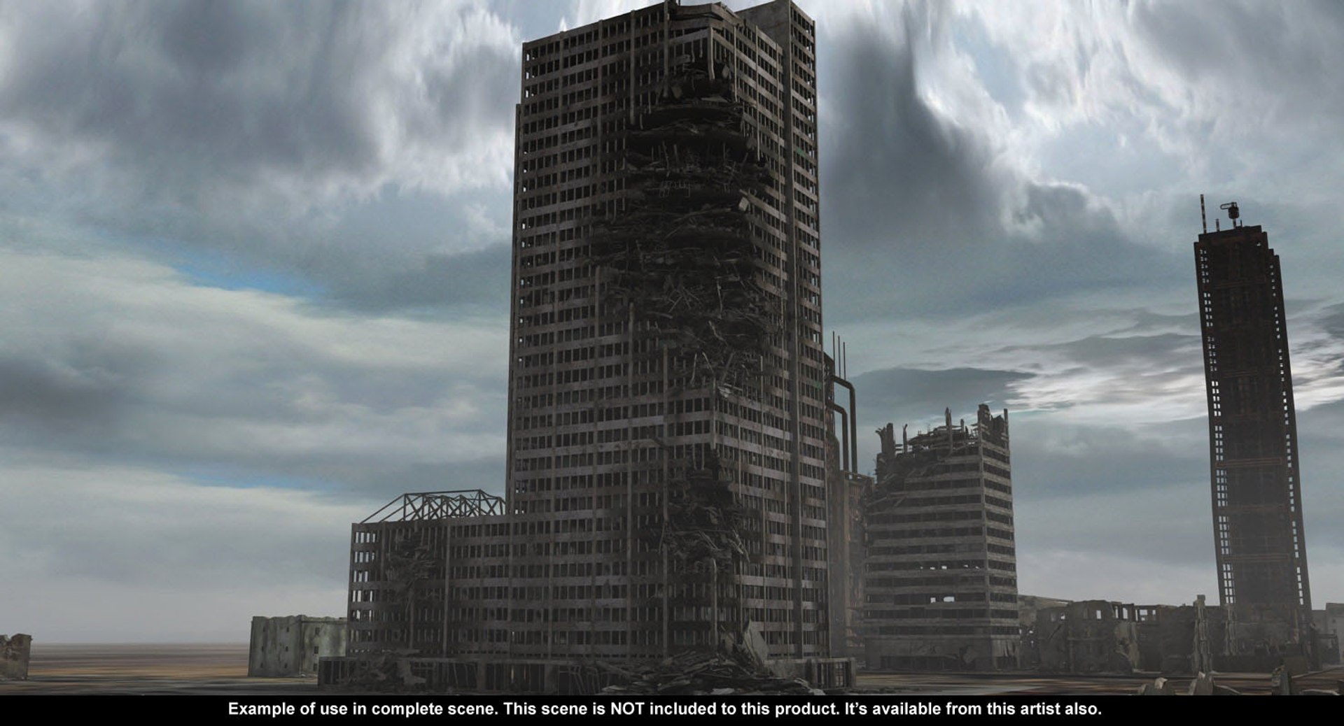 destroyed ruined building skyscrapers max